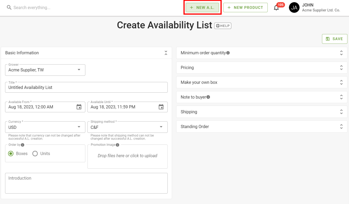 Availability Lists (A.L.)